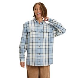 Langarmshirt Roxy "Let It Go Flannel", Damen, Gr. XS, blaublizz mariachi plaid small, Obermaterial: 100% Walkfrottier;, Shirts Langarmshirt