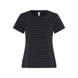 Kurzarmshirt Ragwear "MINTTA ZIG ZAG O", Damen, Gr. L, navy, Jersey, Obermaterial: 100% Baumwolle, bedruckt, normal, Rundhals, Shirts, mit Logoschriftzug