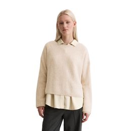 Marc O'Polo Strickpullover MARC O'POLO "aus softem Schurwolle-Mix", Damen, Gr. L, light oat, Obermaterial: 75% Schurwolle, 25% Polyamid, unifarben, U-Boot-Ausschnitt, Pullover Strickpullover