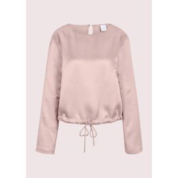 Madeleine Mode Langarmbluse MADELEINE "Blusenshirt Schlupfbluse mit Tunnelzug und Bindeband", Damen, Gr. 46, beige (cappuccino), Obermaterial: 72% Viskose CV. 28% Seide silk., Modern, Blusen, Bluse mit Tunnelzug und Bindeband