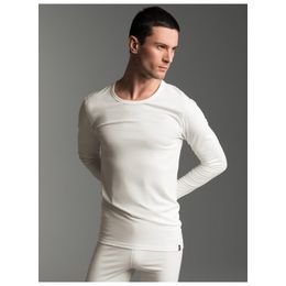 Longsleeve TRIGEMA "TRIGEMA Sportshirt aus Merinowolle", Herren, Gr. XXL, beige (natur), Stoff, 80% Wolle (Merinowolle), 20% Polyamid, normal, Rundhals, Shirts
