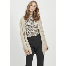 Cardigan Vila "VIRIL OPEN L/S KNIT CARDIGAN - NOOS", Damen, Gr. S, beige (natural melange), Feinstrick, Obermaterial: 50% Viskose, 27% Nylon, 23% Polyester, meliert, Basic, h&uuml;ftbedeckend, tiefer V-Ausschnitt, Rippb&uuml;ndchen, Strickjacken, in offener Form
