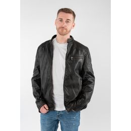 Lederjacke Mauritius "MMWanjo", Herren, Gr. XXXL (56), vintage schwarz, Obermaterial: 100% Schafsleder. Futter: 100% Baumwolle. &Auml;rmelfutter: 100% Polyester, regular fit h&uuml;ftbedeckend, abgesteppt, Jacken, mit abnehmbarer Jersey-Kapuze