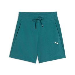 Trainingsshorts Puma "CLASS HIGH-WAIST SHORTS 5" TR", Damen, Gr. L, N-Gr, emerald ice, Sweatware, Obermaterial: 68% Baumwolle, 32% Polyester, unifarben, regular fit kurz, Hosen, sportlicher Stil, f&uuml;r Sportmode-Anl&auml;sse, mit Eingrifftaschen