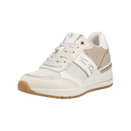 Sneaker Tom Tailor "Tom Tailor Sneaker Lederimitat/Textil", Damen, Gr. 40, cream, Lederimitat, Textil, Schuhe Sneaker