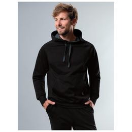 Kapuzensweatshirt TRIGEMA "TRIGEMA Kapuzensweatshirt aus Biobaumwolle", Herren, Gr. XXL, schwarz, Single Jersey, 75% Baumwolle (Biobaumwolle kbA), 25% Baumwolle (recycelt), lang, ohne Ausschnitt, Sweatshirts