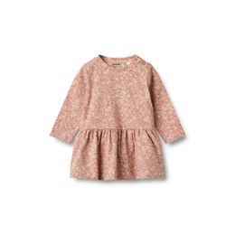 Shirtkleid Wheat "Wheat Jersey Dress L/S Bessie", M&auml;dchen, Gr. 62, rose dust flower meadow, 95% Baumwolle (Bio), 5% Elasthan, loose fit, Rundhals, Kleider Shirtkleid