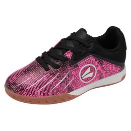 Indoorschuh Jako "J-SI VINI", M&auml;dchen, Gr. 39, jet schwarz, neon pink, Synthetik, Schuhe, Hallenschuh, Fussballschuh, Sportschuhe, nicht abf&auml;rbende Sohle