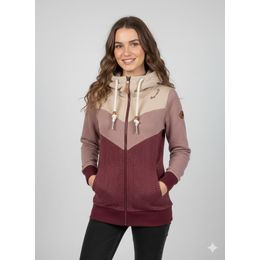 Sweatjacke Ragwear "TREGA ZIP O", Damen, Gr. M, mauve, Sweatware, Obermaterial: 70% Baumwolle, 30% Polyester, colorblocking, meliert, figurbetont h&uuml;ftlang, Rundhals, Rippb&uuml;ndchen, Sweatjacken Sweatjacke, im Colorblocking-Design