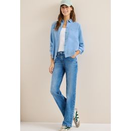 Blouson Cecil, Damen, Gr. XL (44), cloud blau, Stoff, 100% Lyocell, unifarben, normal normal, V-Ausschnitt, B&uuml;ndchen, Jacken Blouson, soft und weich