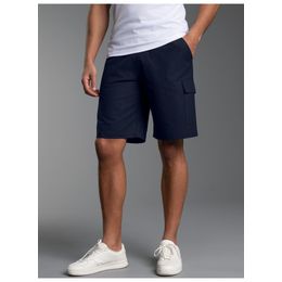 Jerseyhose TRIGEMA "TRIGEMA Cargo-Bermuda aus 100% Baumwolle", Herren, Gr. XL, Normalgr&ouml;&szlig;en, blau (navy), Web, 100% Baumwolle, Hosen Jerseyhose