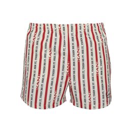 Badeshorts Karl Kani "Karl Kani Herren", Herren, Gr. M, US-Gr&ouml;&szlig;en, rot, sanftes wei&szlig;, 100% Polyester (Recycelt), Badehosen Badeshorts