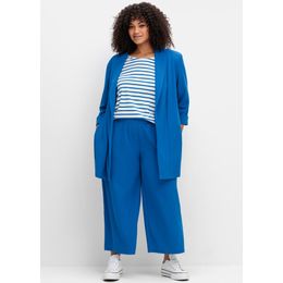 Longblazer sheego "Longblazer", Damen, Gr. 48, blau (kobaltblau), 95% Polyester, 5% Elasthan, Blazer Longblazer