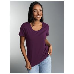 TRIGEMA Damen T-Shirt "TRIGEMA Damen T Shirt aus Biobaumwolle"aubergine, Basic, Gr. M, 100% Baumwolle (Bio-Baumwolle kbA), Shirts