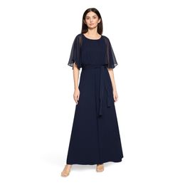 Overall Vera Mont "Damen mit Bindeg&uuml;rtel", Damen, Gr. 42, Normalgr&ouml;&szlig;en, blau (night sky), Chiffon, Obermaterial: 100% Polyester. Futter: 100% Polyester, ausgestellt, Rundhals, Overalls Overall, Design, Topseller