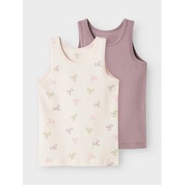 Unterhemd name it "NMFTANK TOP 2P BARELY PINK BOW NOOS", M&auml;dchen, Gr. 104, 2 Stk., N-Gr, pink (barely pink), Jersey, Obermaterial: 95% Baumwolle, 5% Elasthan, unifarben, normal, Rundhals, Unterhemden Unterhemd