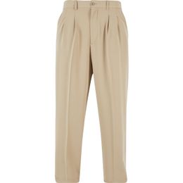 Stoffhose Urban Classics "Urban Classics Herren Wide Fit Pants", Herren, Gr. 28, Normalgr&ouml;&szlig;en, warmsand, 77% Polyester, 17% Viskose, 6% Elasthan, unifarben, loose fit, Hosen Stoffhose