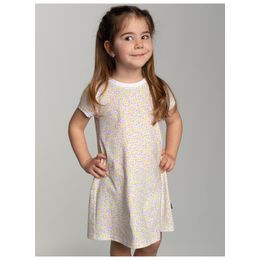 Jerseykleid TRIGEMA "TRIGEMA Kleid mit Allover Blumen-Print", M&auml;dchen, Gr. 140, Normalgr&ouml;&szlig;en, wei&szlig;, Single Jersey, 100% Baumwolle, Basic, Kleider Jerseykleid