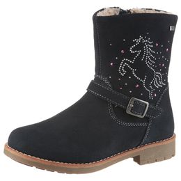 Winterstiefel Lurchi, Damen, Gr. 29, dunkelblau, Veloursleder, Schuhe Winterstiefel, Rei&szlig;verschlussstiefel, Boots mit funkelnden Nieten und Strasssteinen