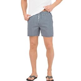 Shorts TRIGEMA "TRIGEMA Bade-/Freizeitshorts mit Druckmotiv", Herren, Gr. L, US-Gr&ouml;&szlig;en, blau (navy), Web, 50% Baumwolle, 50% Polyamid, Hosen Shorts