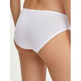 Slip Calida "Essential Cotton", Damen, Gr. S (40/42), wei&szlig;, Single Jersey, Obermaterial: 95% Baumwolle, 5% Elasthan, k&ouml;rpernah, Unterhosen Slip, atmungsaktiv, weich, Baumwoll-Mix, elastisch, Regluar-Cut