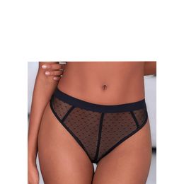 String Vivance "Ava", Damen, Gr. 40/42, schwarz, Mesh, Obermaterial: 90% Polyamid, 10% Elasthan, Unterhosen String, aus transparentem Mesh in P&uuml;nktchen-Optik, transparente Unterw&auml;sche