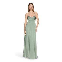 Abendkleid Vera Mont "Damen mit Wasserfallausschnitt", Damen, Gr. 38, Normalgr&ouml;&szlig;en, foggy gr&uuml;n, Satin, Obermaterial: 100% Polyester; Besatz: 100% Polyester; Futter: 100% Polyester, ausgestellt lang, Wasserfallausschnitt, Kleider Abendkleid