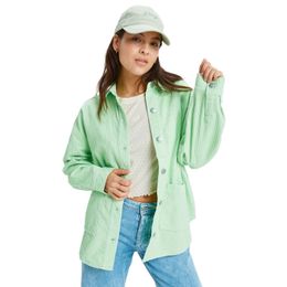 Hemdjacke Roxy "Kick Back Washed Cord", Damen, Gr. L, pistachio gr&uuml;n, Obermaterial: 100% Walkfrottier;, Jacken