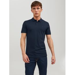 Jack & Jones Poloshirt JACK & JONES "BASIC POLO", Herren, Gr. L, blau (navy blazer), Piqu&eacute;, Obermaterial: 100% Baumwolle, schmal h&uuml;ftbedeckend, Rundhals, B&uuml;ndchen, Shirts