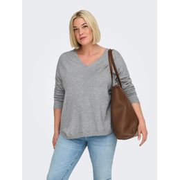 Only CARMAKOMA Damen V-Ausschnitt-Pullover "CARMARGARETA LS PULLOVER KNT NOOS"ultimate grau detail:melange, Gr. L, meliert, Strick, Obermaterial: 50%