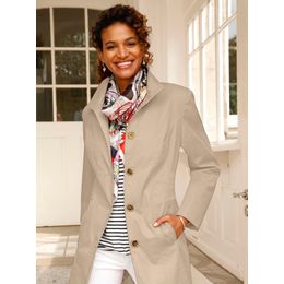 Langjacke Casual Looks, Damen, Gr. 36, beige, 97% Baumwolle, 3% Elasthan, unifarben, Jacken Langjacke &Uuml;bergangsjacke