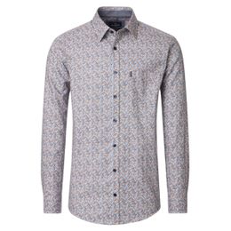 Langarmhemd Casamoda "Casamoda Freizeithemd Print", Herren, Gr. M, Normalgr&ouml;&szlig;en, blau, 100% Baumwolle, bedruckt, l&auml;ssig geschnitten, Hemden