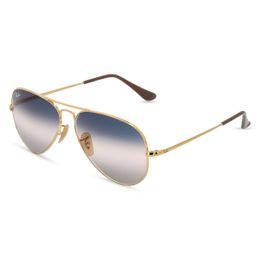 Ray-Ban RB 3689 AVIATOR METAL II | Unisex-Sonnenbrille | Fassung: Vollrand, Pilot, Metall, Gold Gl&auml;nzend | Glasfarbe: Blaugrau Verlaufend