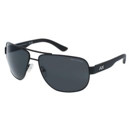 Emporio Armani AX2012S | Herren-Sonnenbrille | Fassung: Vollrand, Pilot, Metall, Schwarz Matt | Glasfarbe: Grau
