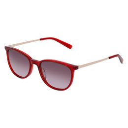 Esprit 40071 | Unisex-Sonnenbrille | Fassung: Vollrand, Butterfly, Nickelsilber, Rot Transparent | Glasfarbe: Braun Verlaufend