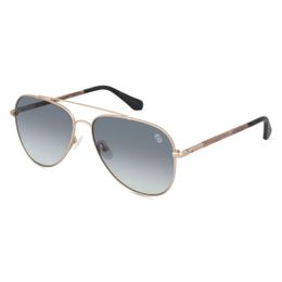 Woodfellas 10784 NESSELBURG | Unisex-Sonnenbrille | Fassung: Vollrand, Pilot, Metall, Braun Gold | Glasfarbe: Gr&uuml;n