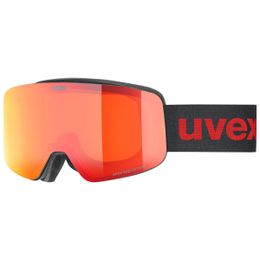 Uvex 0850 | Skibrillen Unisex | Fassung: Kunststoff Schwarz Matt | Glasfarbe: Rot Spiegel Orange