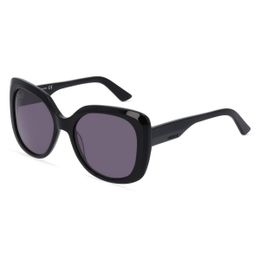 Mexx Eyes 6513 | Damen-Sonnenbrille | Fassung: Vollrand, Butterfly, Kunststoff, Schwarz Gl&auml;nzend | Glasfarbe: Grau