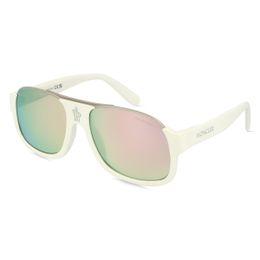Moncler ML0208 PLEIADES | Unisex-Sonnenbrille | Fassung: Vollrand, Quadratisch, Acetat, Wei&szlig; | Glasfarbe: Grau