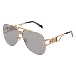 Versace VE2255 | Unisex-Sonnenbrille | Fassung: Vollrand, Pilot, Metall, Gold | Glasfarbe: Grau Spiegel Silber