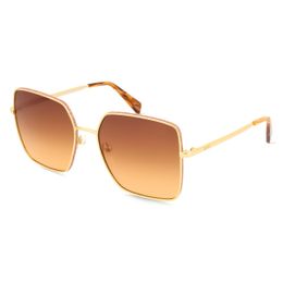 Liu Jo LJ158S | Unisex-Sonnenbrille | Fassung: Vollrand, Quadratisch, Metall, Gelb Gold | Glasfarbe: Braun Verlaufend Mehrfarbig