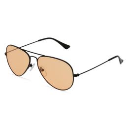 Fielmann BD 277 SUN CL | Unisex-Sonnenbrille | Fassung: Vollrand, Pilot, Edelstahl, Schwarz Gl&auml;nzend | Glasfarbe: Orange