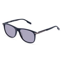 Montblanc MB0216S | Herren-Sonnenbrille | Fassung: Vollrand, Oval, Kunststoff, Blau Gl&auml;nzend | Glasfarbe: Grau