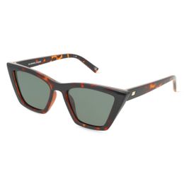 Le Specs VELODROME | Damen-Sonnenbrille | Fassung: Vollrand, Cat Eye, Kunststoff, Braun | Glasfarbe: Gr&uuml;n