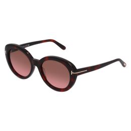 Tom Ford FT1009 LILY-02 | Unisex-Sonnenbrille | Fassung: Vollrand, Butterfly, Acetat, Havanna Gl&auml;nzend | Glasfarbe: Rosebraun Verlaufend