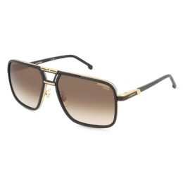 Carrera 207560 | Herren-Sonnenbrille | Fassung: Vollrand, Eckig, Metall, Schwarz Gold | Glasfarbe: Braun Verlaufend Mehrfarbig