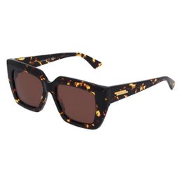 Bottega Veneta BV1030S | Damen-Sonnenbrille | Fassung: Vollrand, Quadratisch, Kunststoff, Havanna Gl&auml;nzend | Glasfarbe: Braun