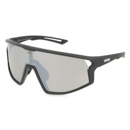 Uvex Sports S533089 skyryse | Unisex-Sonnenbrille | Fassung: Vollrand, Monoscheibe, Kunststoff, Schwarz Matt | Glasfarbe: Grau Spiegel Silber