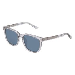 Montblanc MB0258SA | Herren-Sonnenbrille | Fassung: Vollrand, Quadratisch, Kunststoff, Grau Transparent | Glasfarbe: Blau