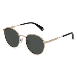 Polaroid PLD 2053/S | Unisex-Sonnenbrille | Fassung: Vollrand, Oval, Metall, Gold Gl&auml;nzend | Glasfarbe: Gr&uuml;n